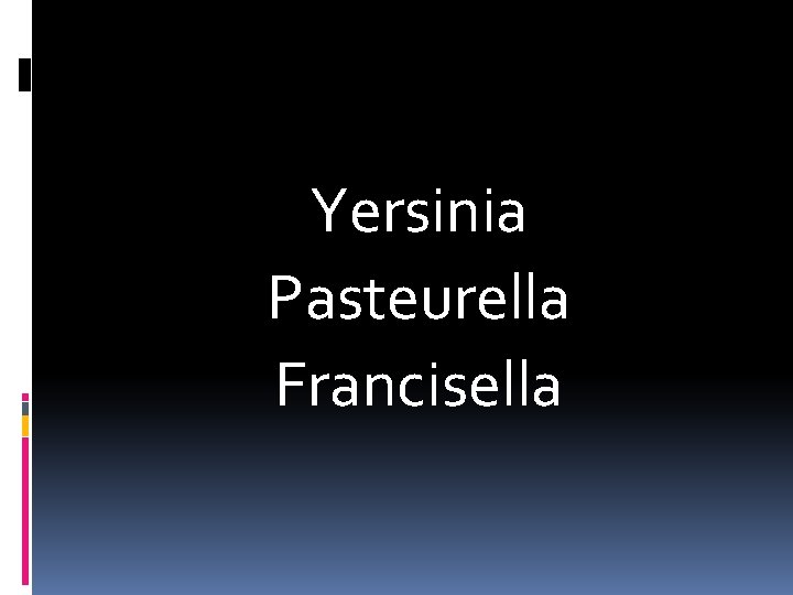 Yersinia Pasteurella Francisella INTRODUCTION v The name Yersinia