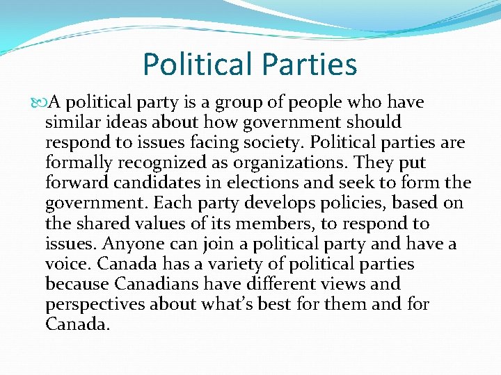 Chapter 1 How effectively does Canadas federal political