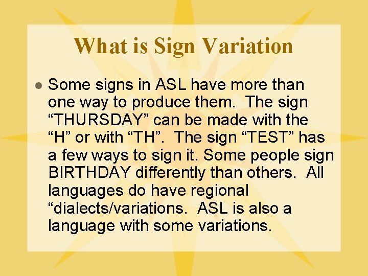 Master ASL Unit Two Test Review What labels
