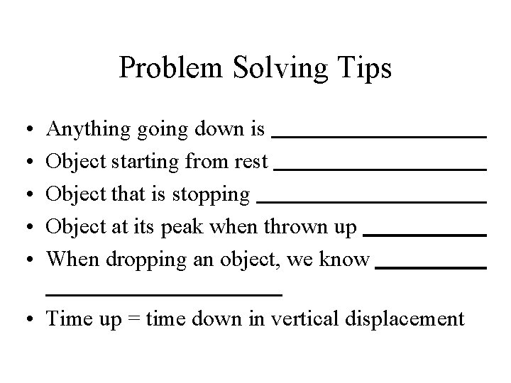Motion in One Dimension Notes and Example Problems