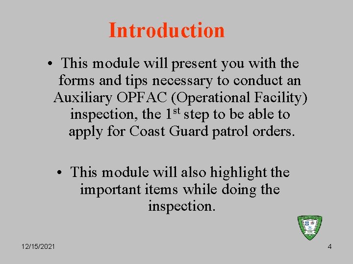 Operational Facility Review Prepared by Mike Lauro DSOVE