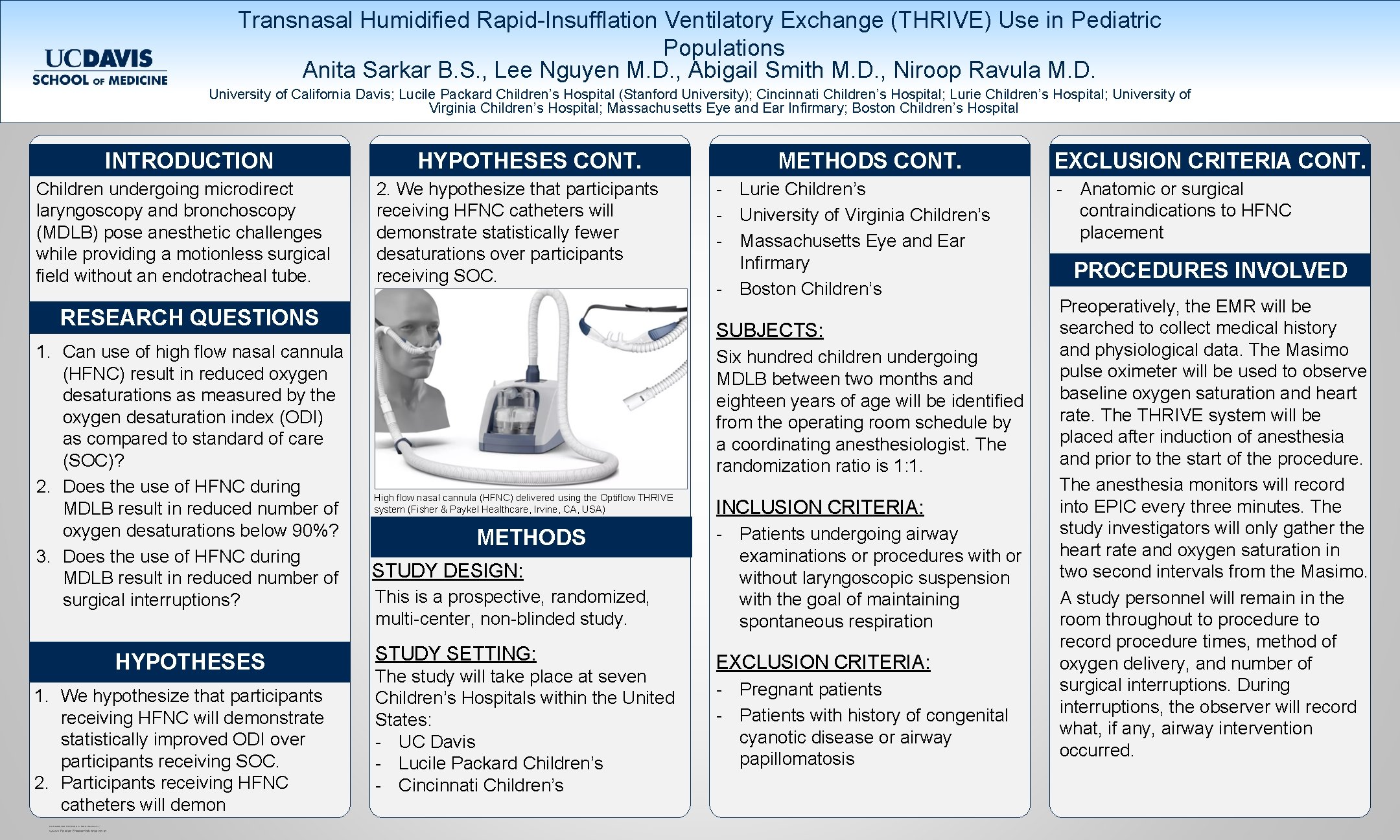 Transnasal Humidified RapidInsufflation Ventilatory Exchange THRIVE Use in