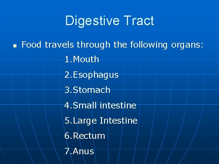 Digestive System Breaks down food into nutrients Made