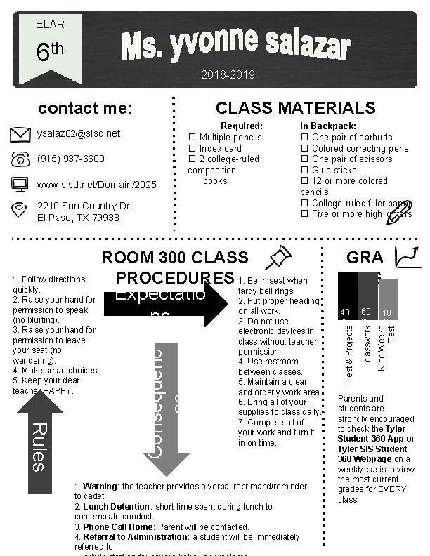 ELAR 6 th 2018 2019 CLASS MATERIALS www