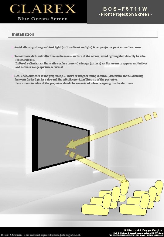 BOSF 5711 W Front Projection Screen Reflection Behavior
