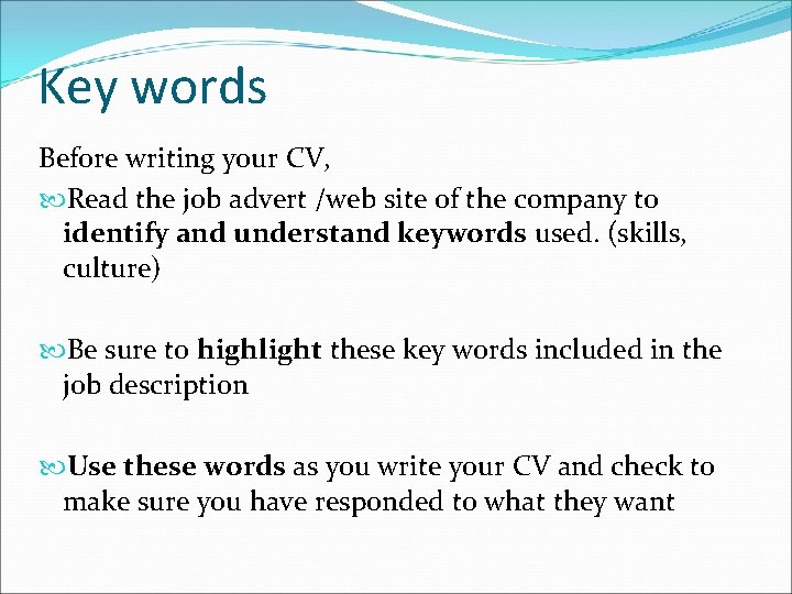 How to write a CV in English Curriculum
