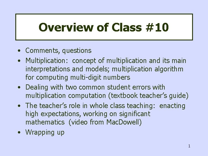 Overview of Class 10 Comments questions Multiplication concept