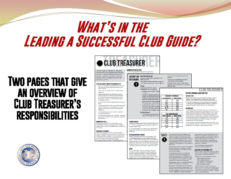 Effective management for club treasurers Congratulations you have