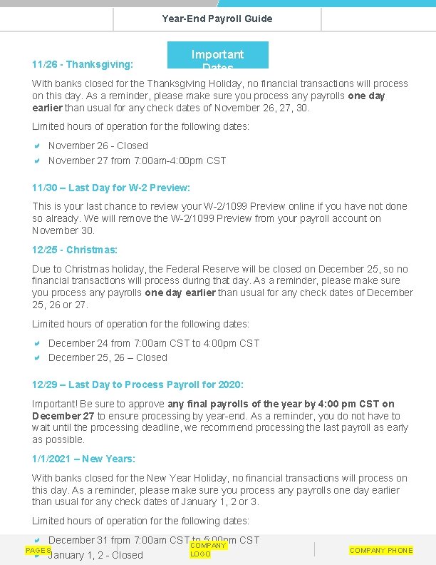 YearEnd Payroll Guide Instructions to User YearEnd Guide