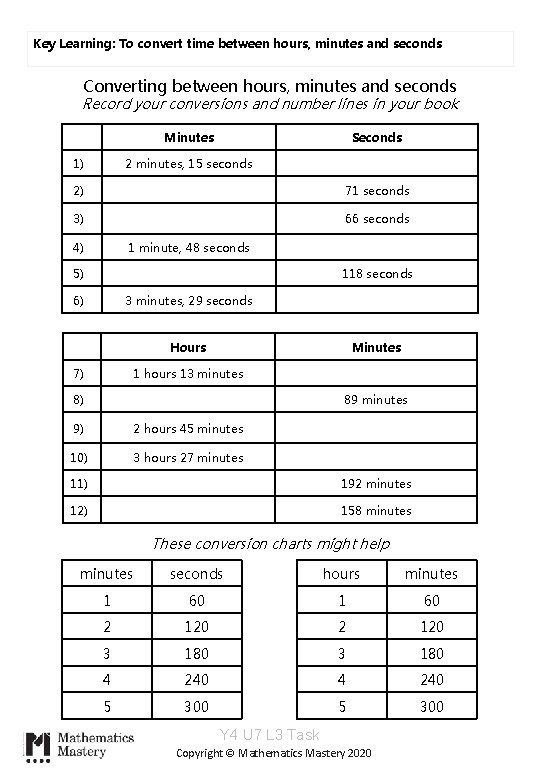 Key Learning To read write and convert time