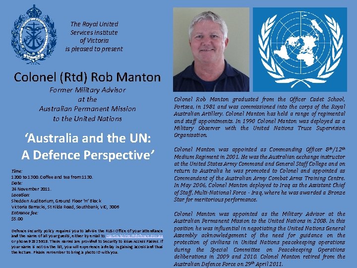 The Royal United Services Institute of Victoria is