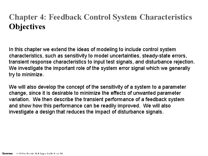 Chapter 4 Feedback Control System Characteristics Objectives In
