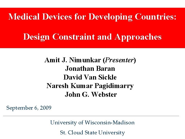 Medical Devices for Developing Countries Design Constraint and