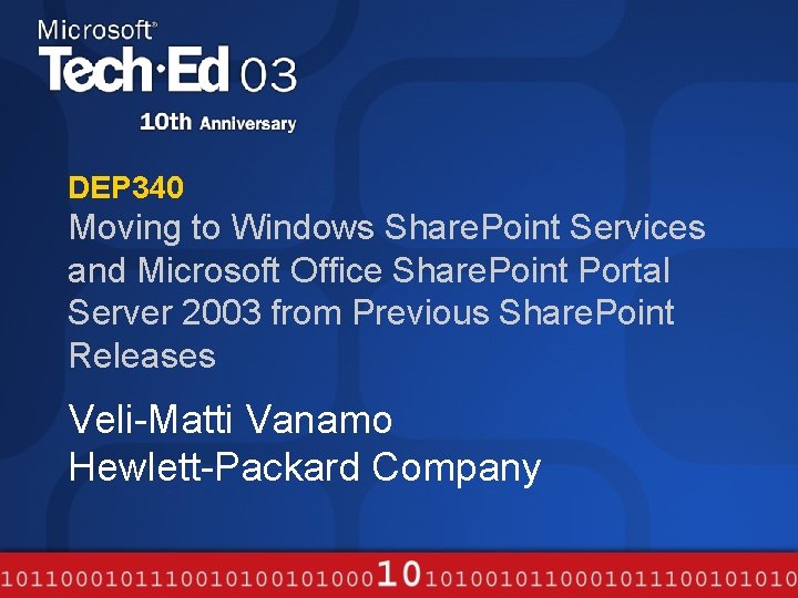 DEP 340 Moving to Windows Share Point Services