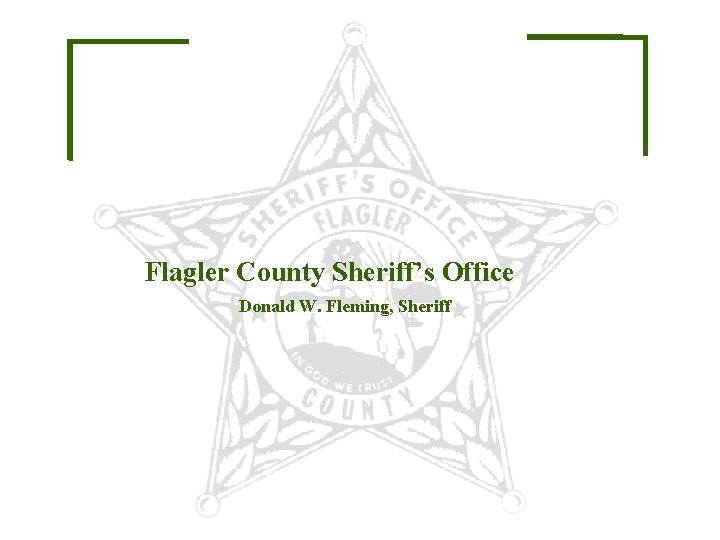 Flagler County Sheriffs Office Donald W Fleming Sheriff