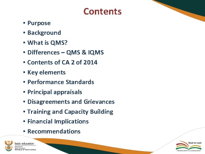 QUALITY MANAGEMENT SYSTEM QMS for SCHOOLBASED EDUCATORS PRINCIPALS