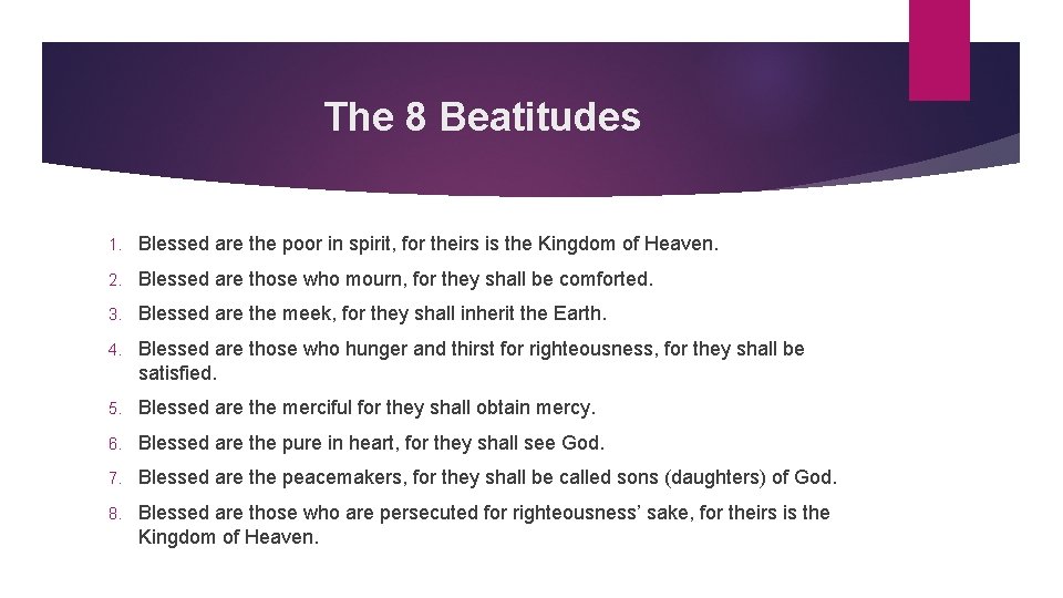 The Beatitudes An Overview Lets Review Beatitude means