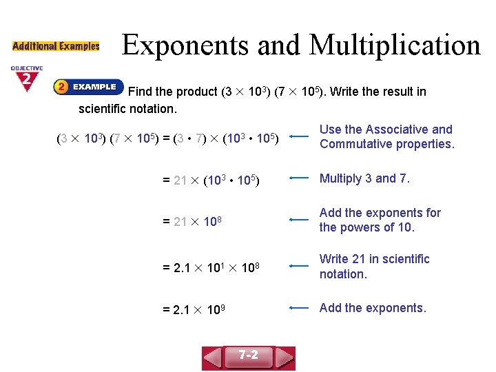 COURSE 3 LESSON 7 2 Exponents and Multiplication
