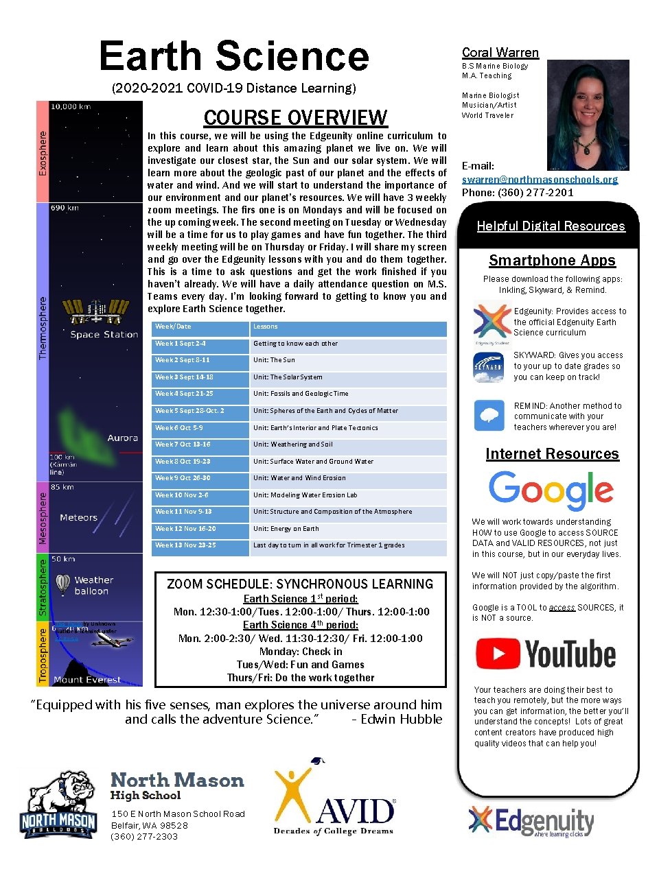 Earth Science 2020 2021 COVID19 Distance Learning COURSE