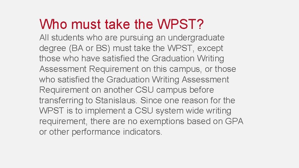 Final Prep The WPST Bring a bluegreen book