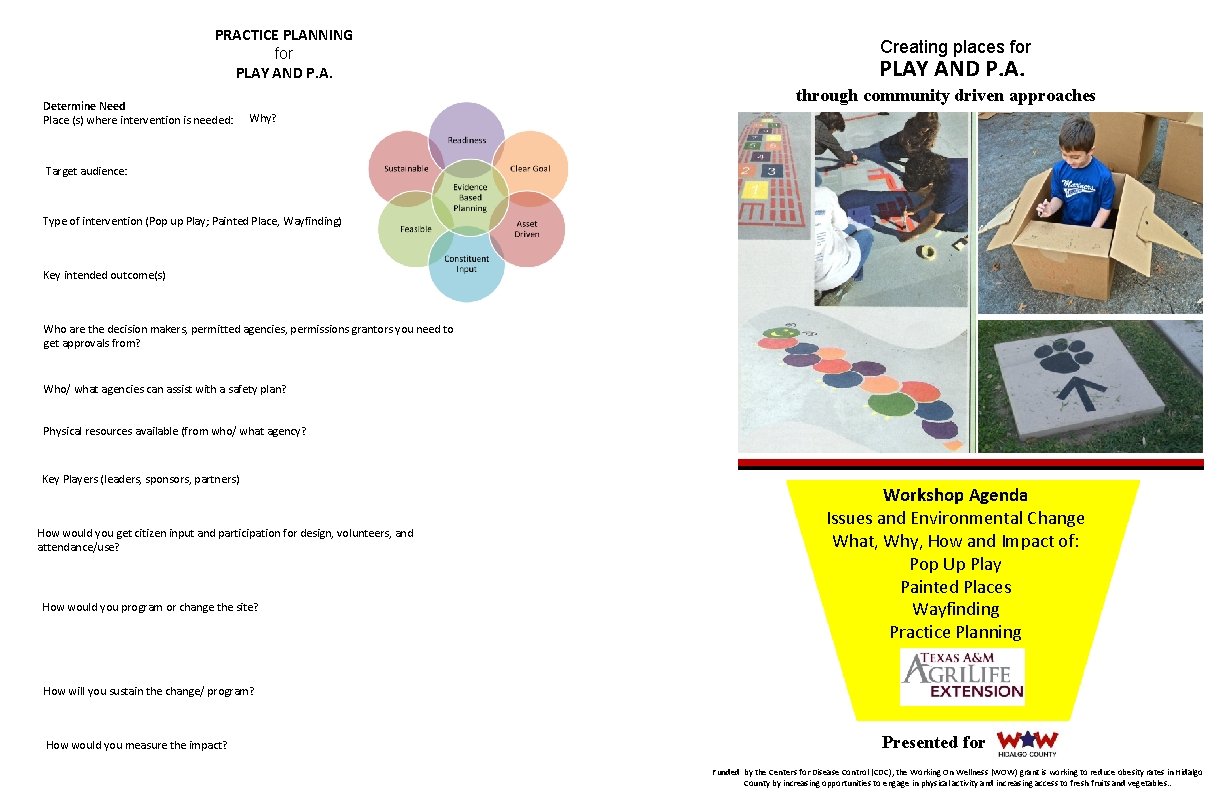PRACTICE PLANNING for PLAY AND P A Determine