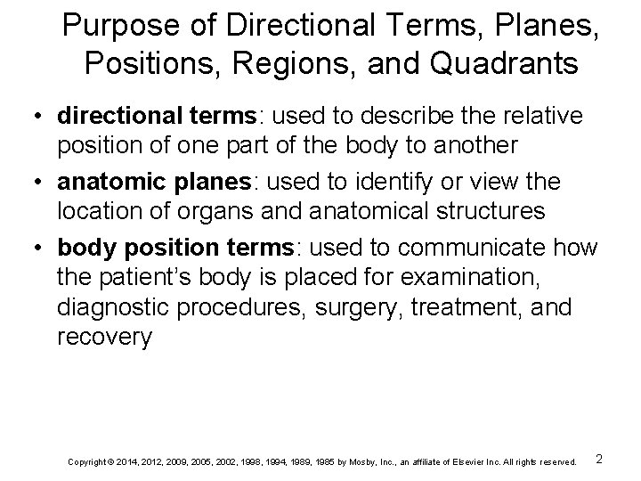 Chapter 3 Directional Terms Planes Positions Regions and