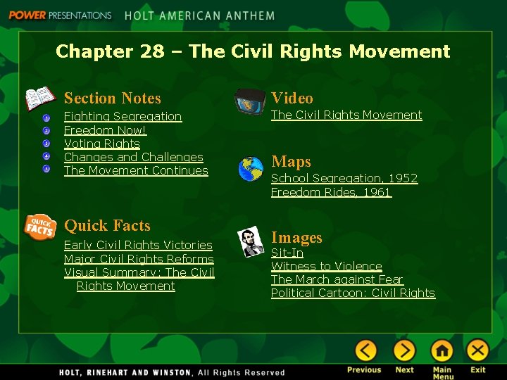 Chapter 28 The Civil Rights Movement Section Notes