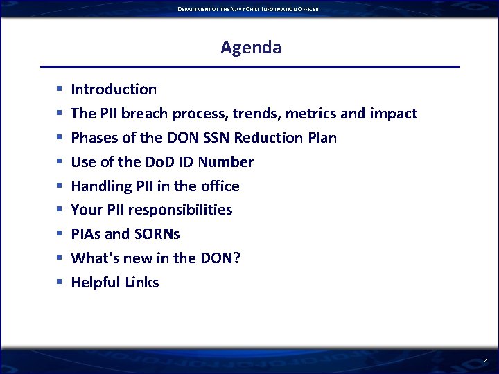 DEPARTMENT OF THE NAVY CHIEF INFORMATION OFFICER Safeguarding