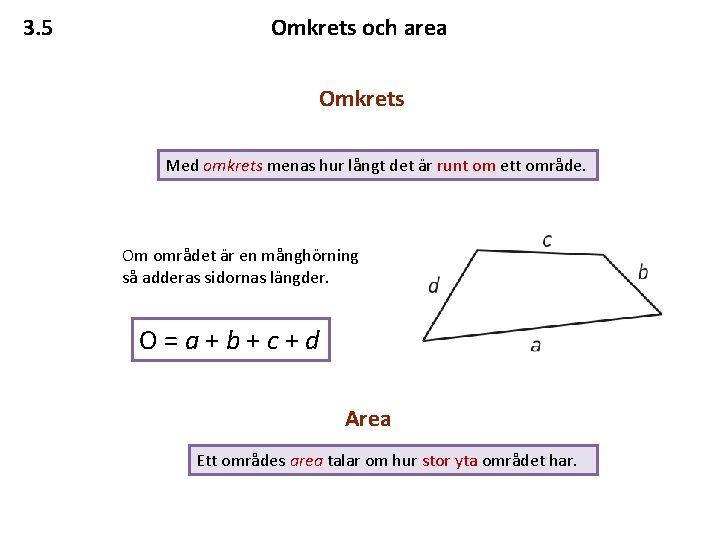 3 5 Omkrets och area Omkrets Med omkrets