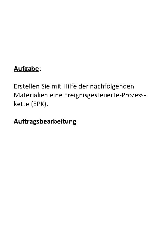 EPKModellierung Ereignisgesteuerte Prozesskette Aufgabe Erstellen Sie ...