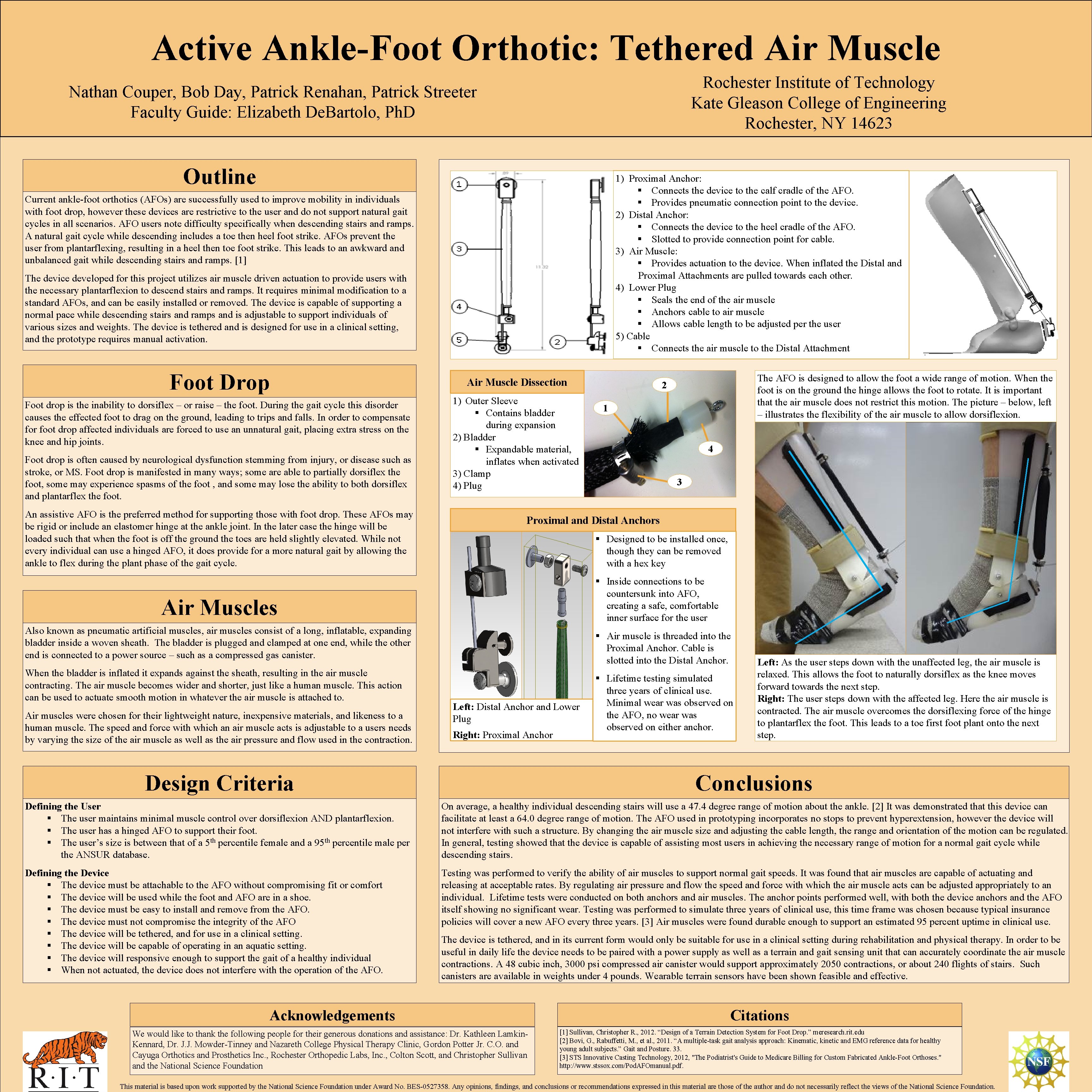 Active AnkleFoot Orthotic Tethered Air Muscle Rochester Institute