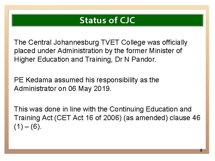 Central Johannesburg TVET College Strategic Plan 2020 2024