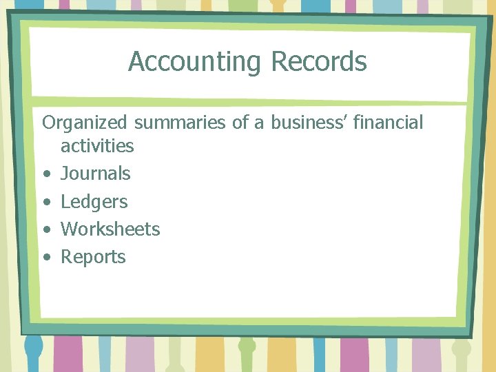 Accounting Vocabulary Accounting Financial information Planning Goal ...