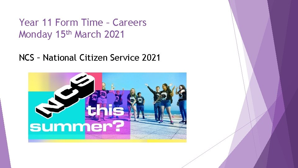 Year 11 Form Time Careers Monday 15 th