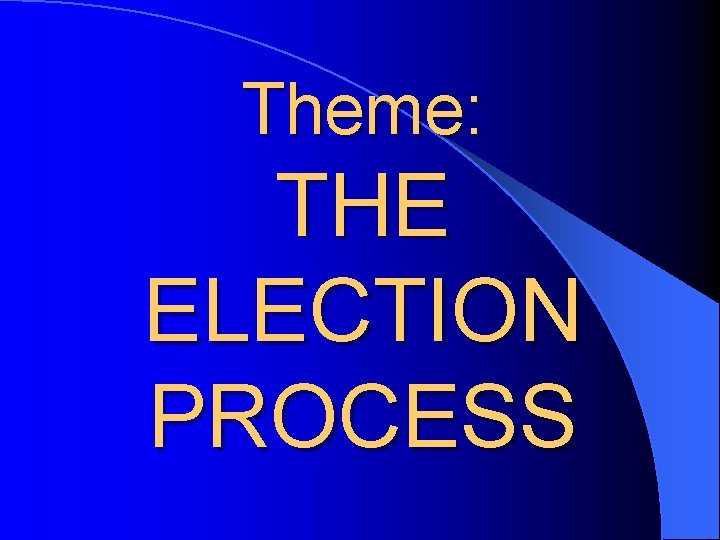 Theme THE ELECTION PROCESS 6 8 Running for