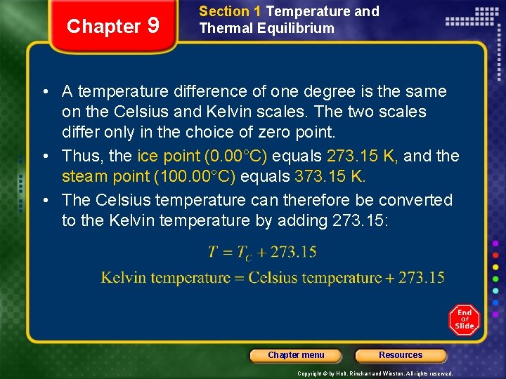 Chapter 9 Section 1 Temperature and Thermal Equilibrium