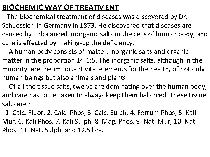 Sciences of Homeopathy Biochemic Pressure pointing A birds