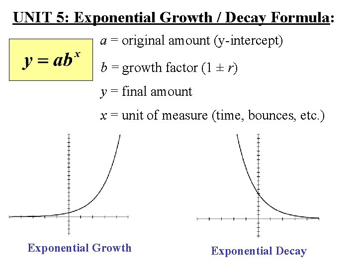 UNIT 5 Exponential Growth Decay Formula a original