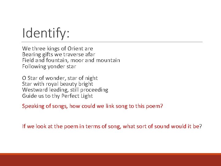 Trio EDWIN MORGAN Identify We three kings of