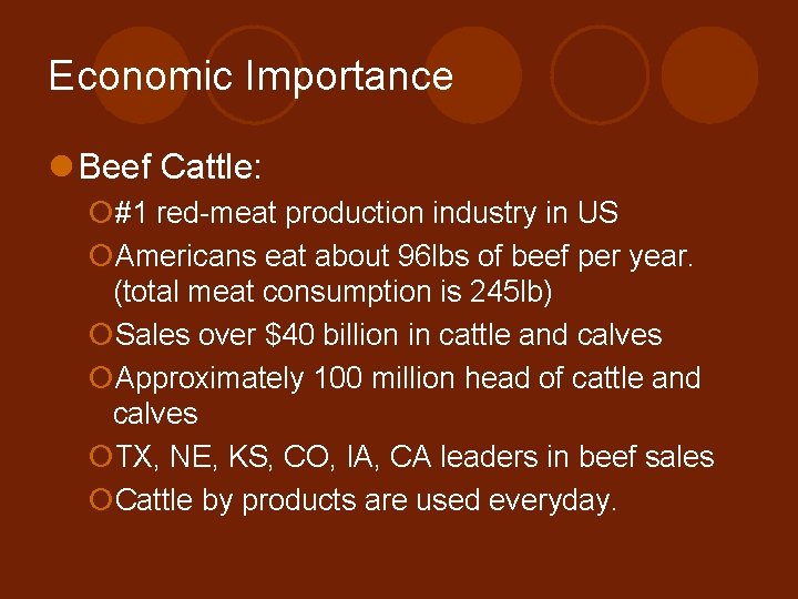 Beef and Dairy Cattle Objectives 1 Label the