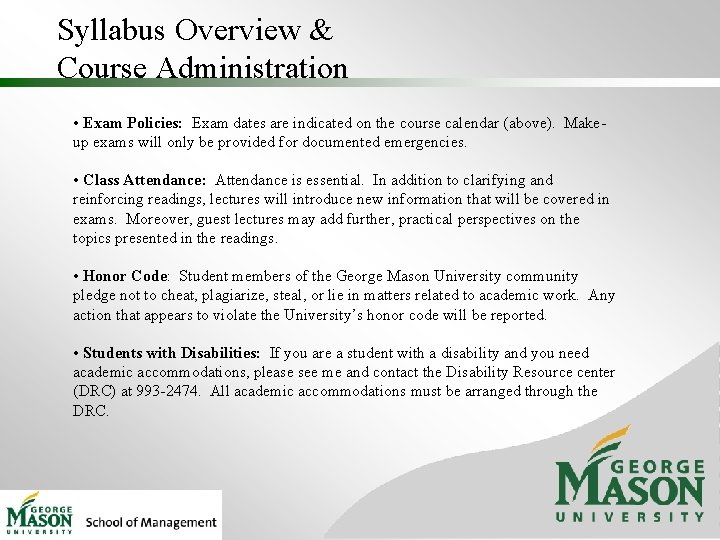 Operations Project Management MSOM 306 001 Course Introduction