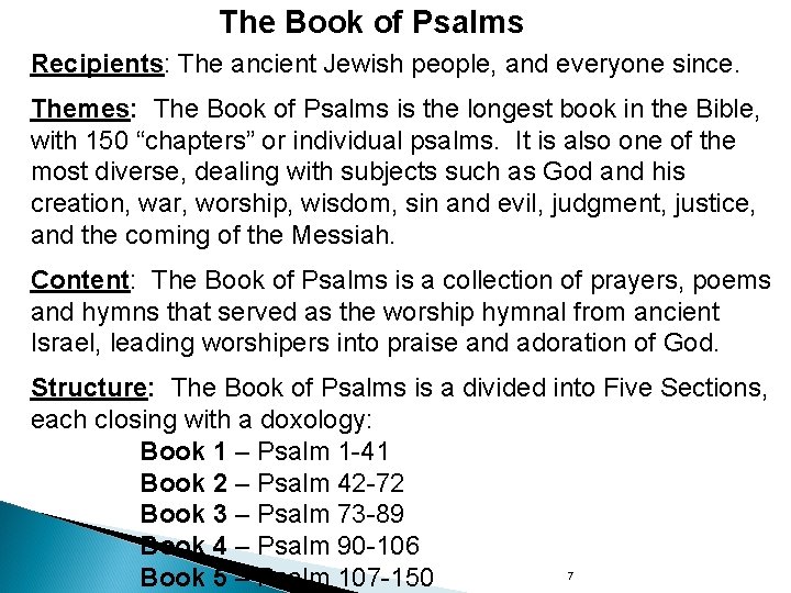 OT Wisdom Literature OT 6 The Book of