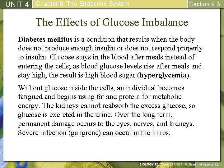UNIT 4 Chapter 9 The Endocrine System Section