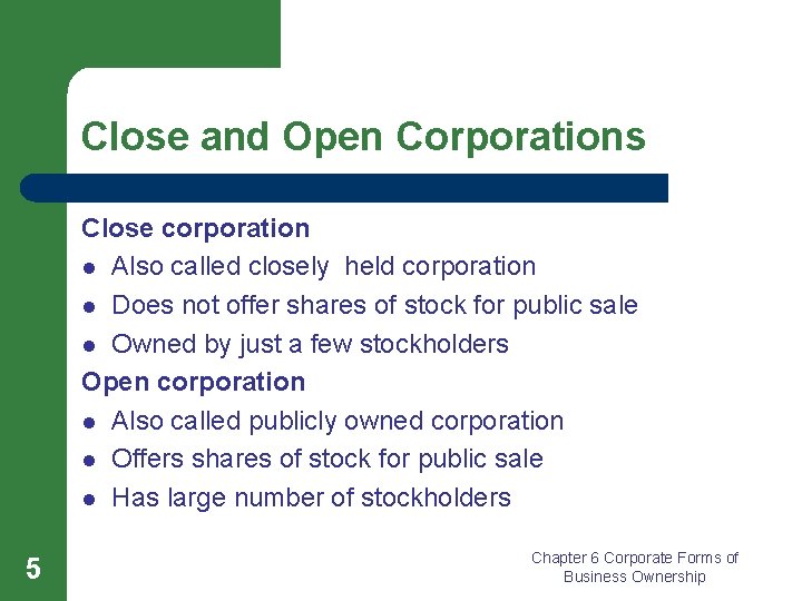 Chapter 6 1 Corporate Forms of Business Ownership