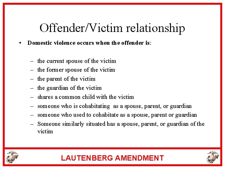 The Lautenberg Amendment Deputy Military Law Branch Judge