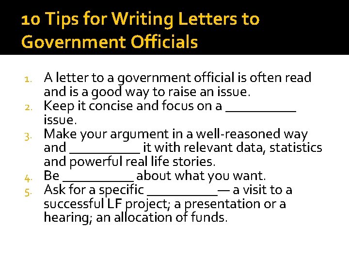 Letter Writing 1 Keep it short and to