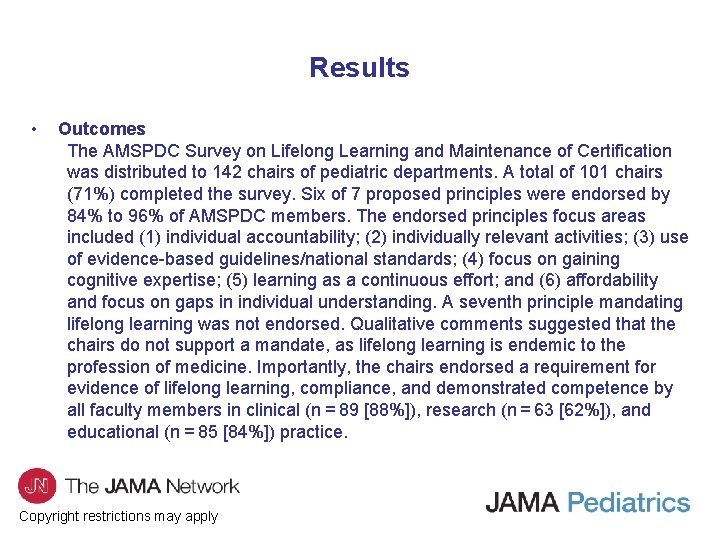 JAMA Pediatrics Journal Club Slides Principles of Lifelong