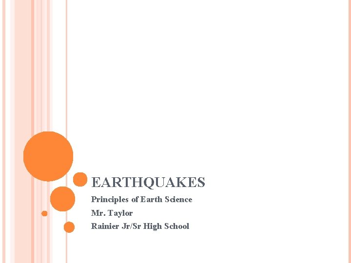 EARTHQUAKES Principles of Earth Science Mr Taylor Rainier