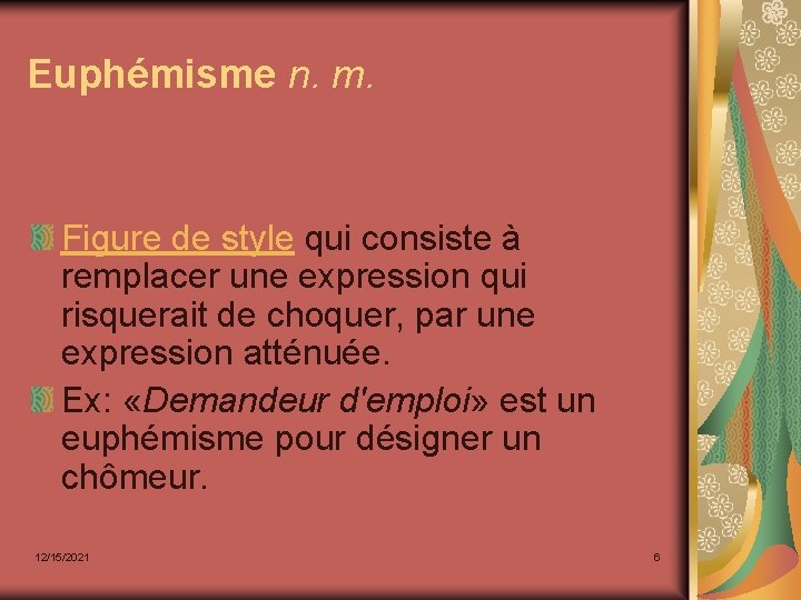 Figures de Style Fiche mthode au brevet Par