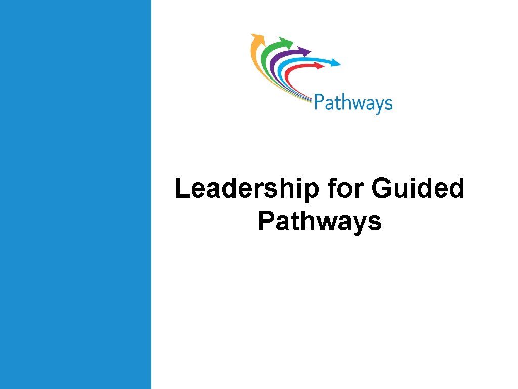 Leadership for Guided Pathways What kind of change
